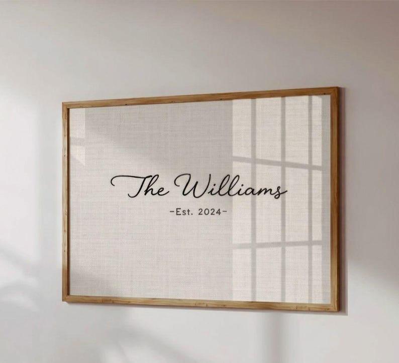 Embroided Custom Last Name Sign, Personalized Family Name Wall Art ...