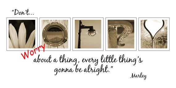 Items similar to Bob Marley "Don't Worry..." Letters in Pictures by ...