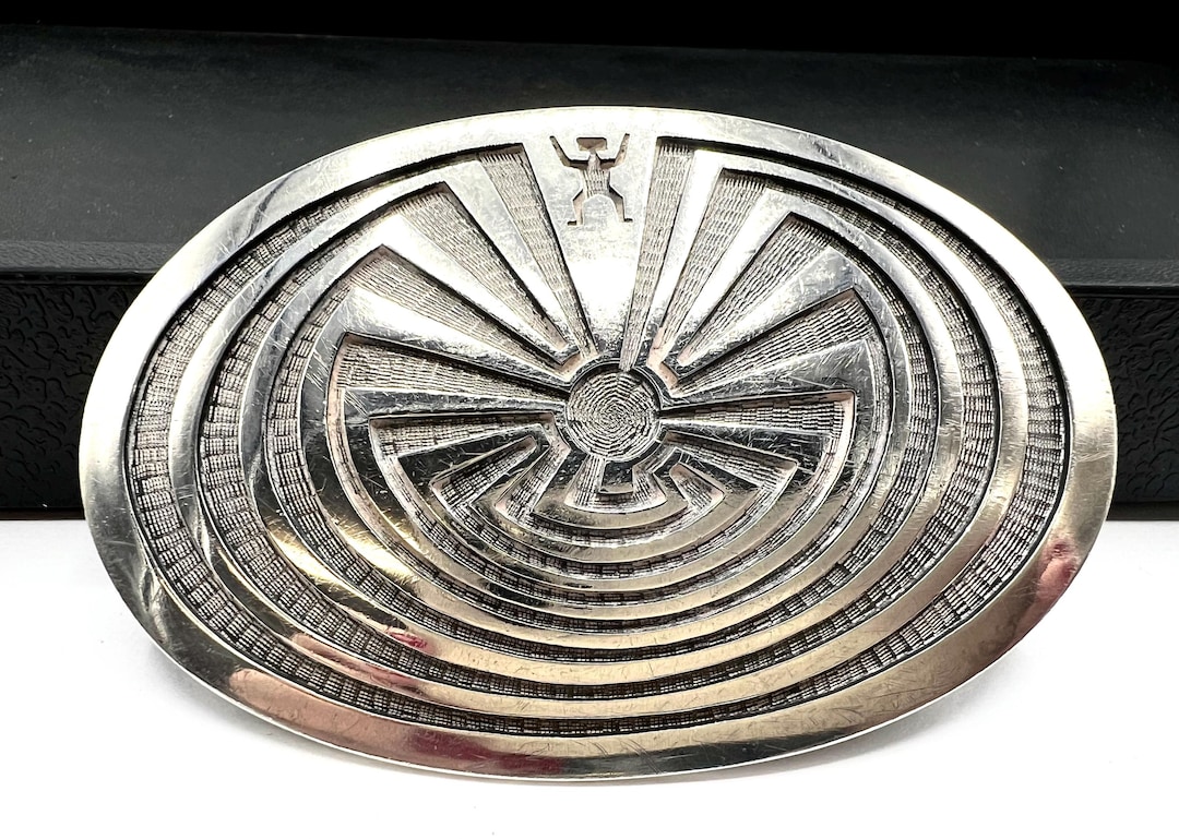 Vintage Sterling Hopi MAN in the MAZE Belt Buckle, Silversmith CL ...