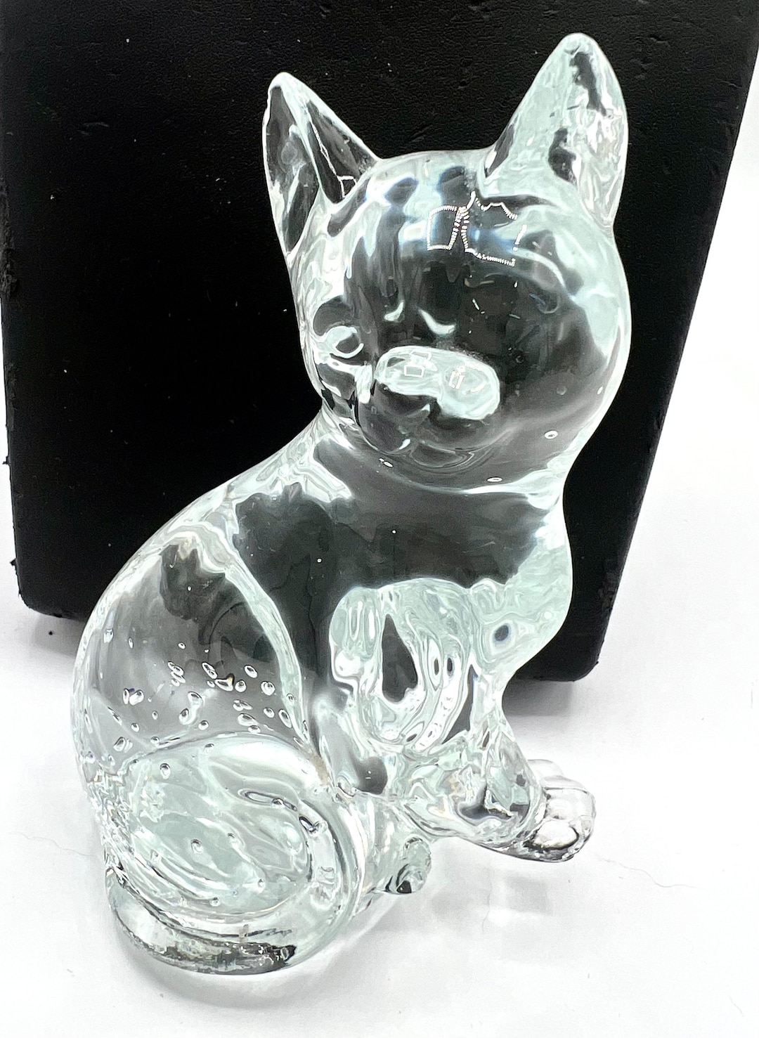 Art Glass Cat Figurine, Hand Blown, 4 Inch Cat Figurine, Controlled ...