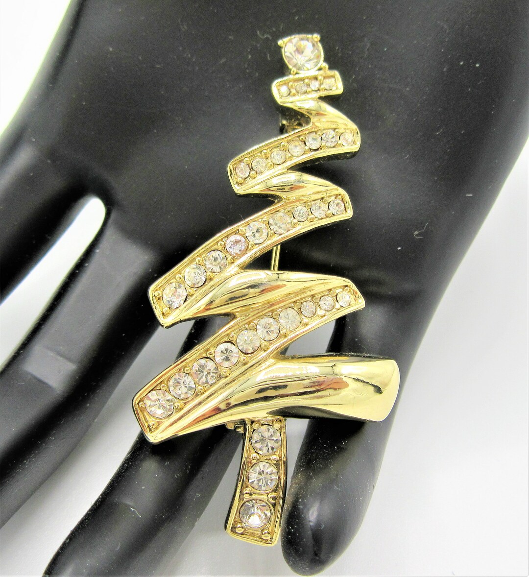 Monet Christmas Tree, Modernist Clear Rhinestones, 2 Inch Gold Tree ...