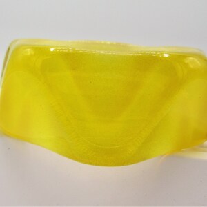 Yellow WAVY Acrylic Bangle, 1 1/2 Inch Thick Wide, White Inside, Wide ...