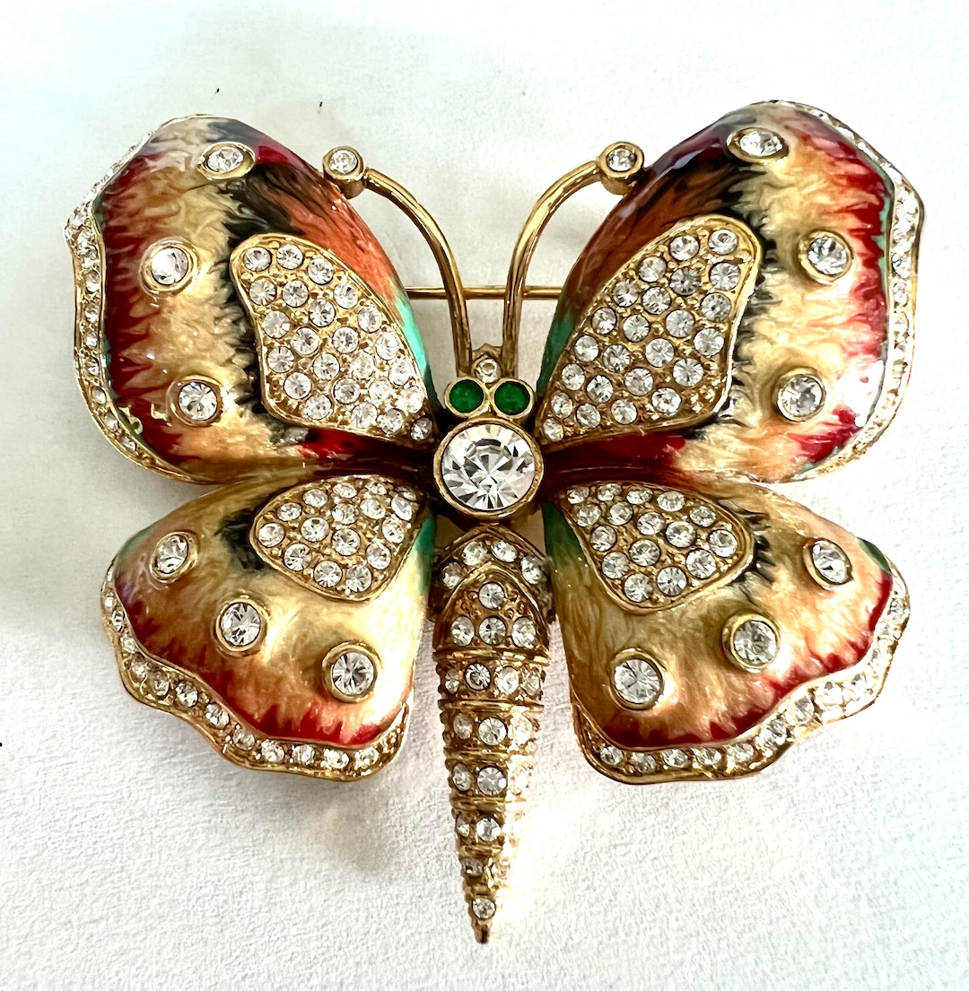 KENNETH JAY LANE K.j.l.signed Enamel Butterfly Brooch - Etsy