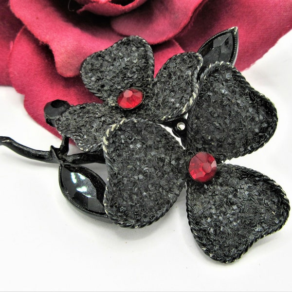 Black Flower Pin - Etsy