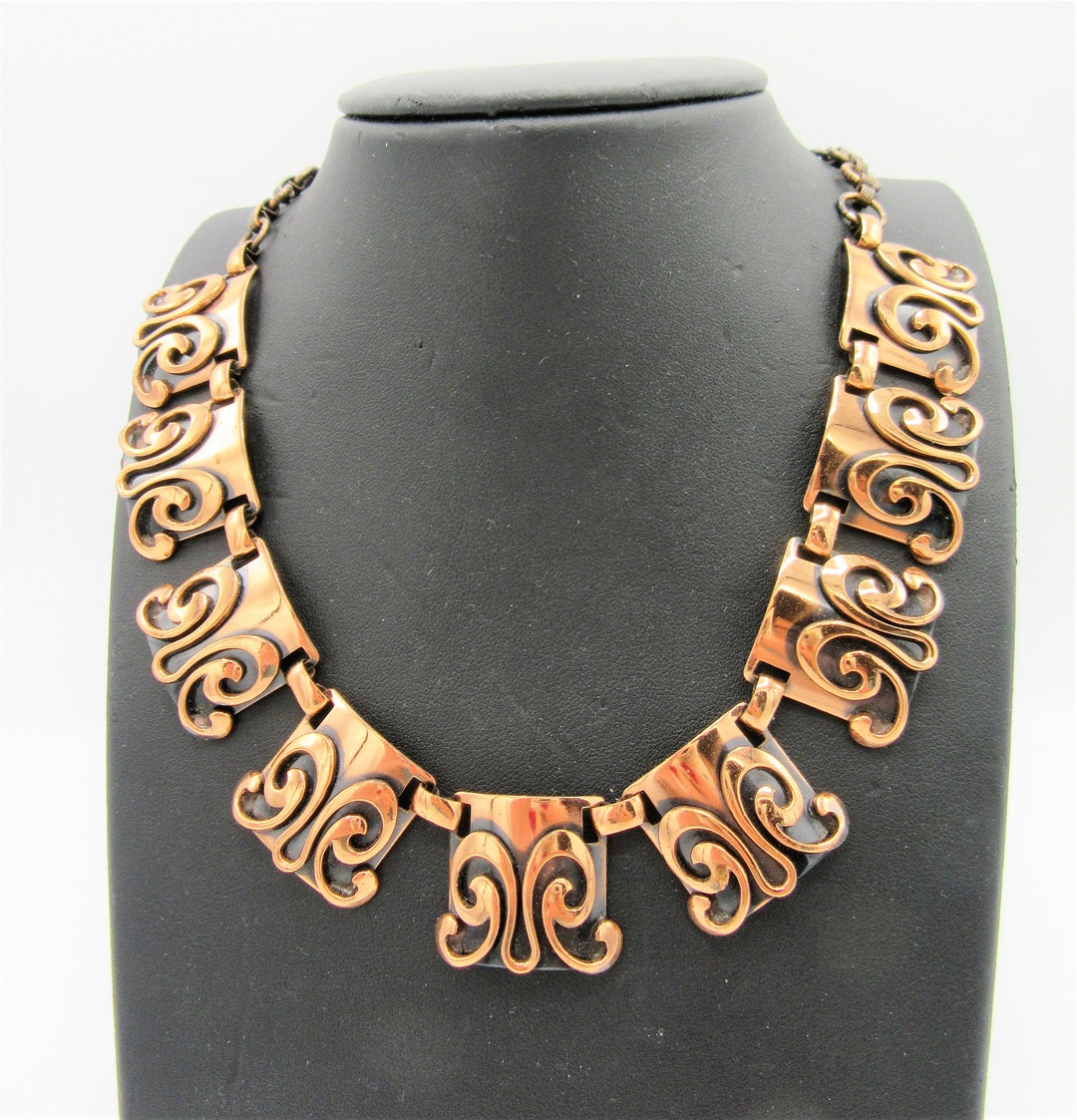 Vintage Copper Mid Century Choker Set Signed Genuine Copper - Etsy
