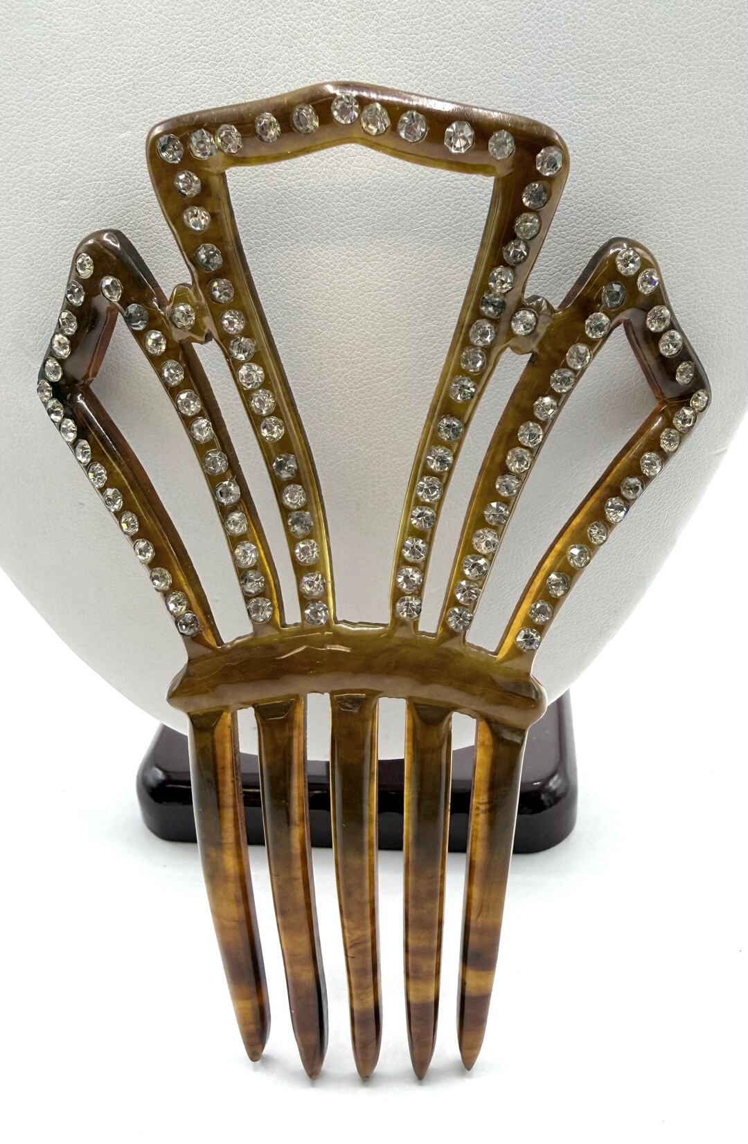 Art Nouveau Faux Tortoise Shell 5 Inch Tall Hair Comb With Rhinestones ...