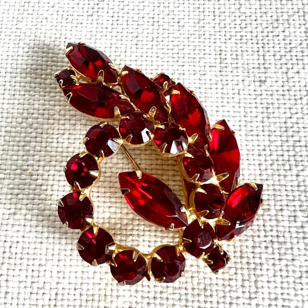 Red Stone Brooch - Etsy