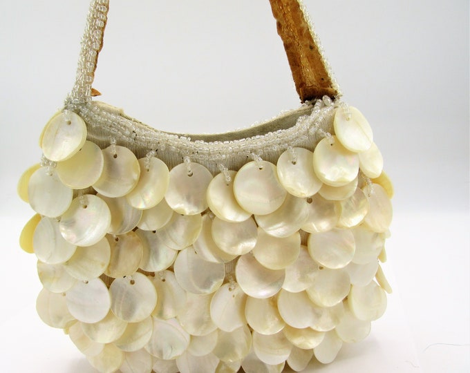 Reservedvintage White Capiz Shell Purse, Bougainvillea Label, Evening ...