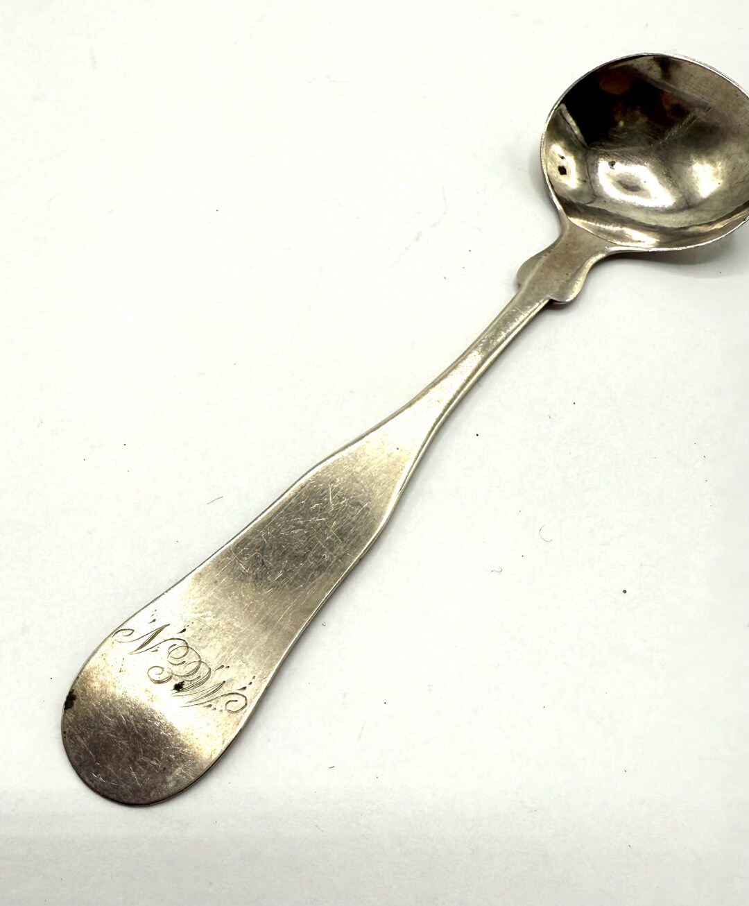 Antique Sterling Salt Spoon, Signed J Moulton, Monogramed American ...