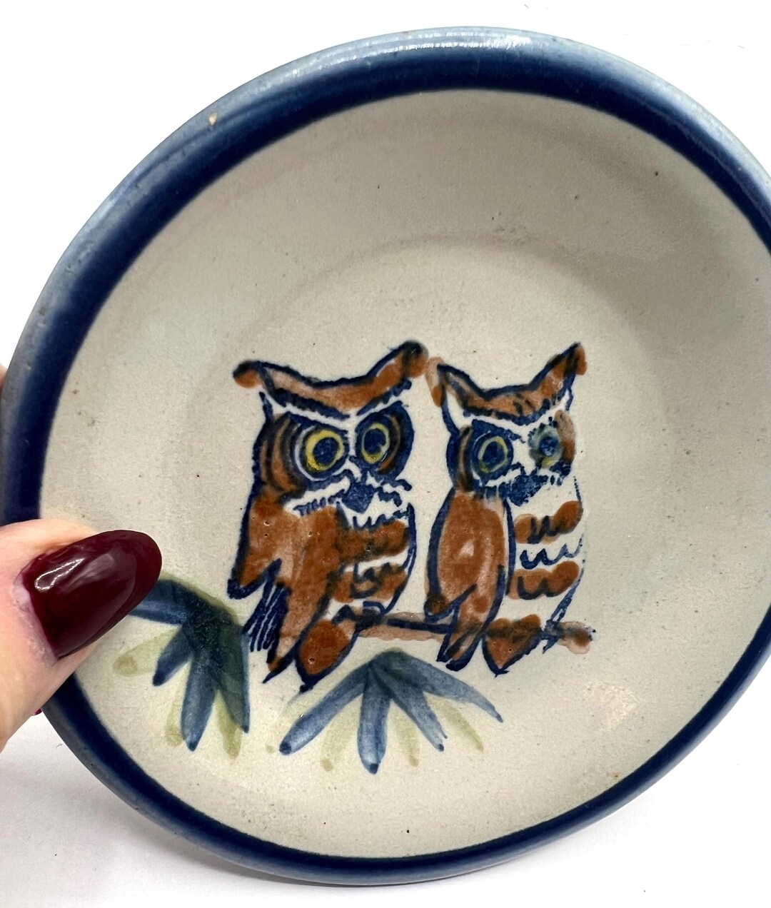 Vintage Louisville Stoneware 2 OWLS Trinket Dish Signed Pottery ...