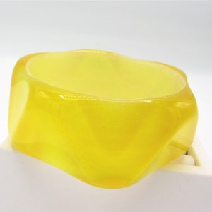 Yellow WAVY Acrylic Bangle, 1 1/2 Inch Thick Wide, White Inside, Wide ...