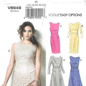 Vogue Easy Options Dress Pattern 8949 Uncut Sizes 16-24 Bust 38-46 ...