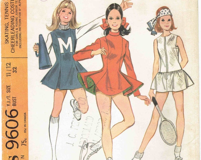 Retro Skating, Tennis or Cheerleader Outfit Pattern Mccall's 9606 ...