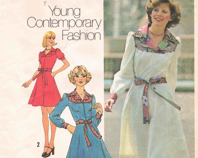 70s Dress Pattern Simplicity 7130 Size 16 Bust 38. Yoked Flared ...