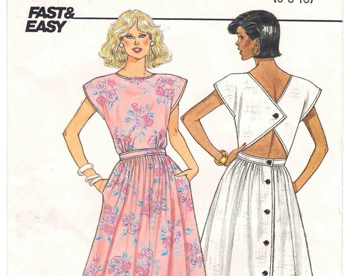 80s Dress Pattern Butterick Fast & Easy 3867 Uncut Sizes 6-10. Midi ...