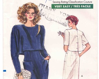 80s Dress Pattern Butterick Fast & Easy 3867 Uncut Sizes 6-10. Midi ...