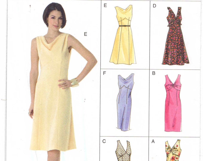 Vogue Easy Options Dress Pattern 8068. Uncut Sizes 12-14-16. V-neck or ...