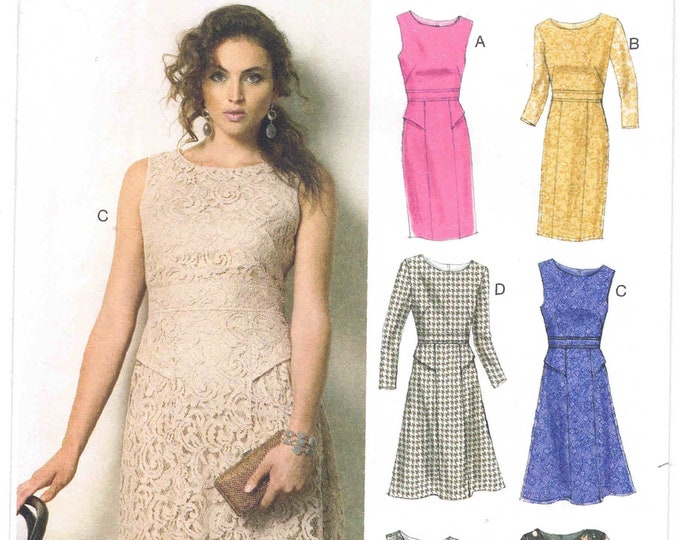 Vogue Easy Options Dress Pattern V8949 - Uncut Sizes 8-16. Lined Dress ...