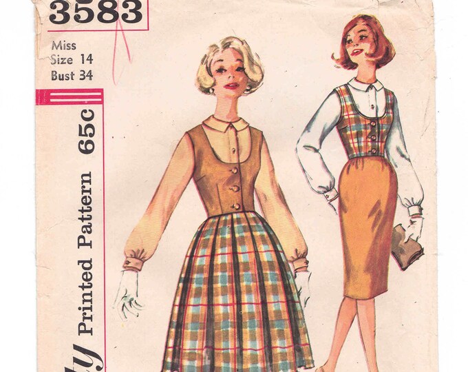 60s Blouse, Skirts and Weskit Pattern Simplicity 3583 Size 14 Bust 34 ...