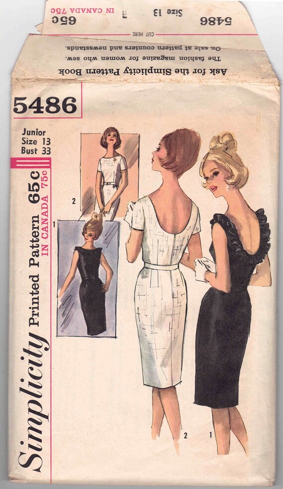 60s Junior Sheath Dress Pattern Simplicity 5486. Size 13 Bust - Etsy