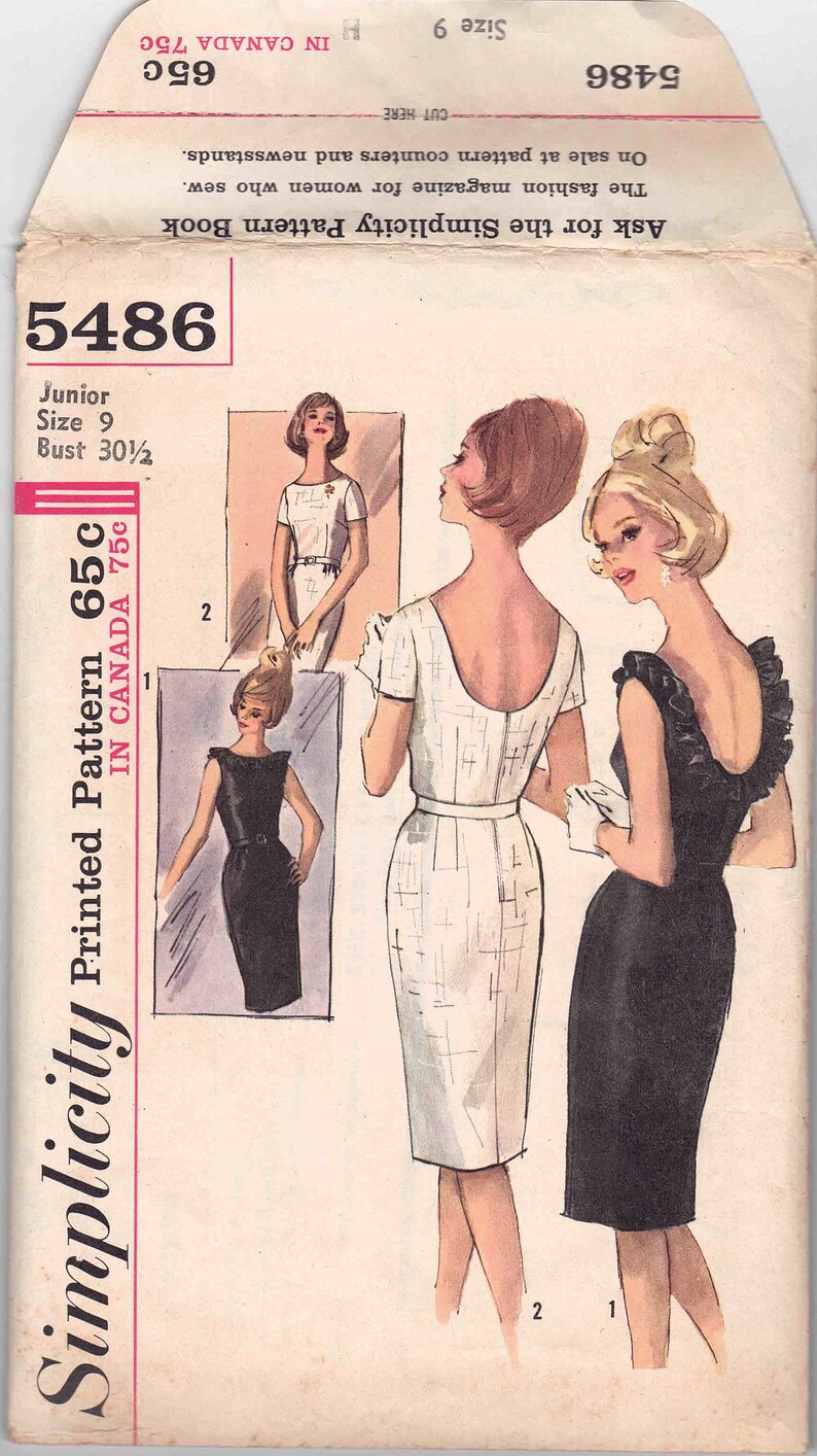 60s Junior Sheath Dress Pattern Simplicity 5486. Size 13 Bust - Etsy