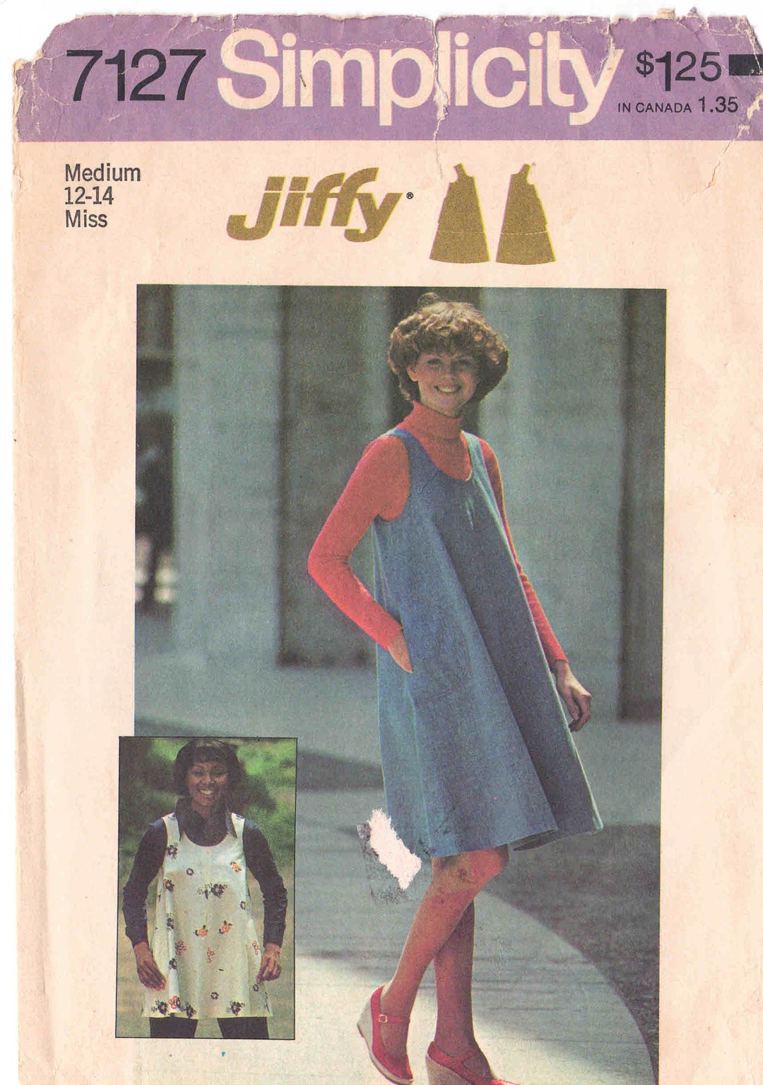 70s Tent Dress or Top Pattern Jiffy Simplicity 7127. Size Medium 12-14 ...