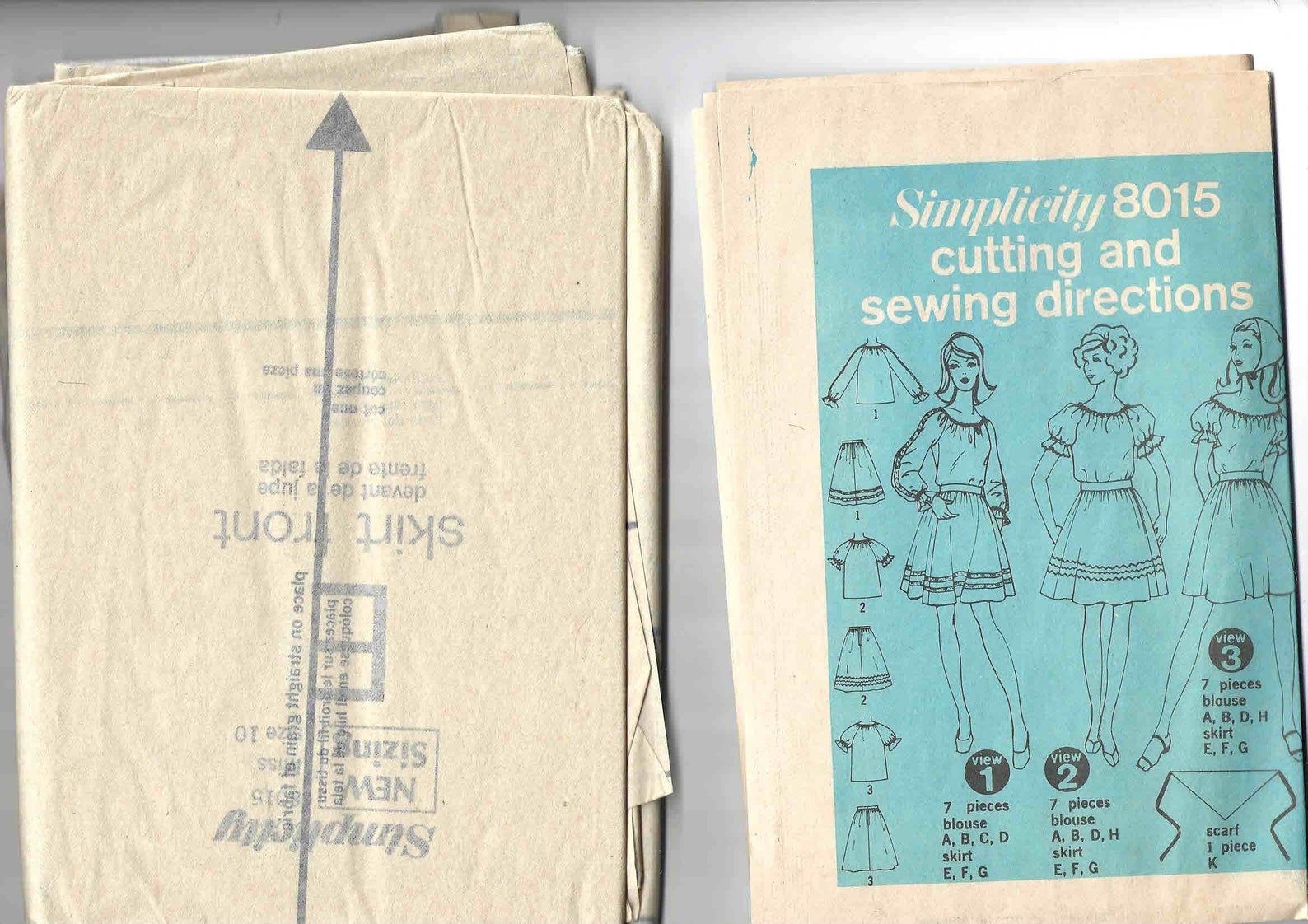 60s Peasant Blouse & Dirndl Skirt Pattern Simplicity 8015 Size 10. How ...