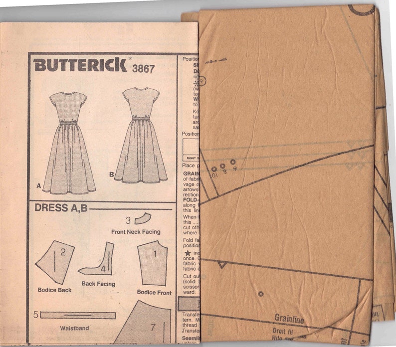 80s Dress Pattern Butterick Fast & Easy 3867 Uncut Sizes 6-10. Midi ...