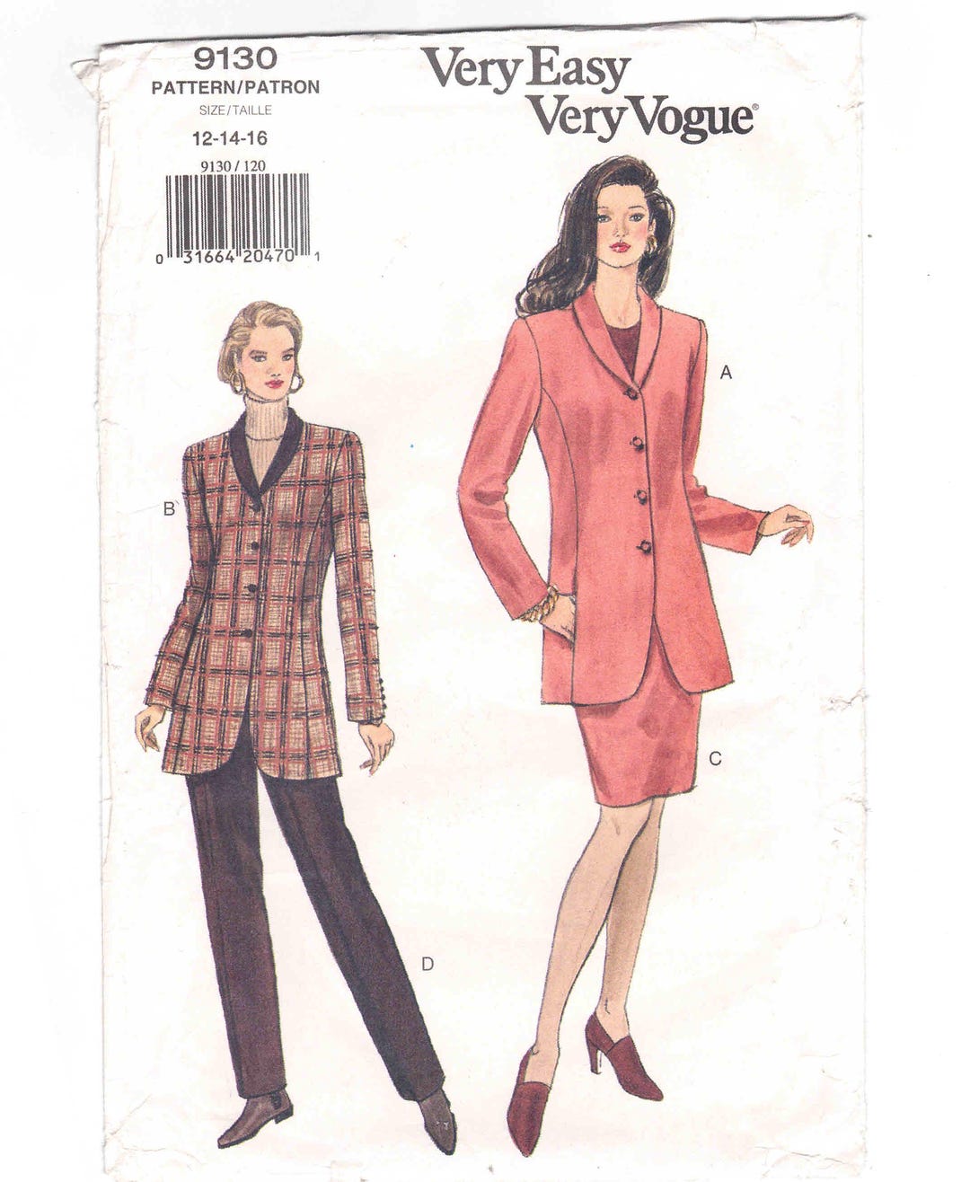 Very Easy Vogue 90s Women's Suit Separates Pattern 9130. Uncut/ff Sizes ...
