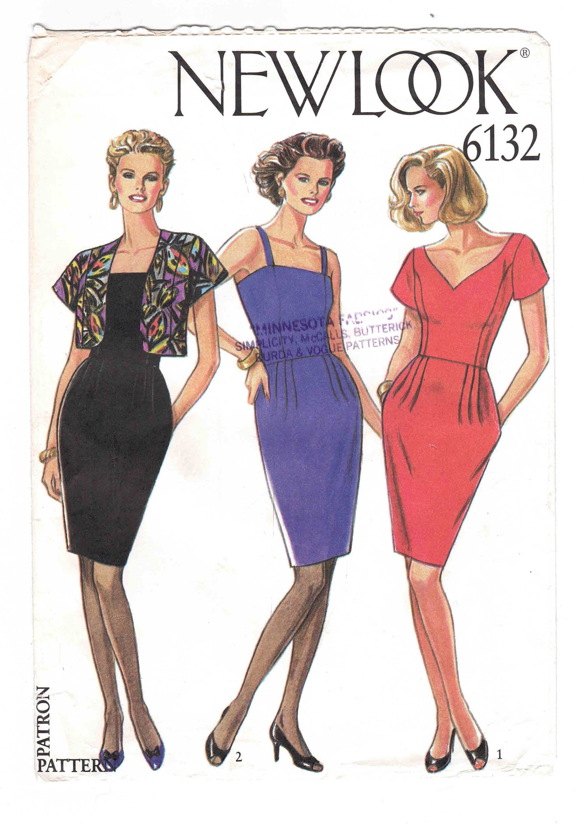 90s Fitted Dress Pattern New Look 6132 Uncut/ff Sizes 8-18 Bust 31.5-40 ...