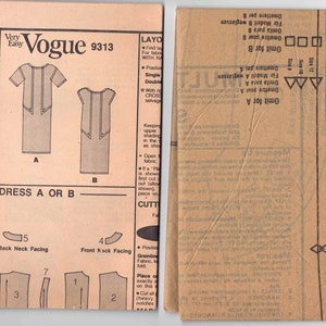 80s Very Easy Very Vogue Dress Pattern 9313. Uncut/ff Sizes 8-12 Bust ...