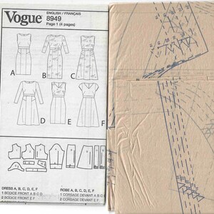 Vogue Easy Options Dress Pattern 8949 Uncut Sizes 16-24 Bust 38-46 ...