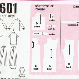1960s Shirtdress or Blouse With Pants or Shorts Pattern Simplicity 7601 ...