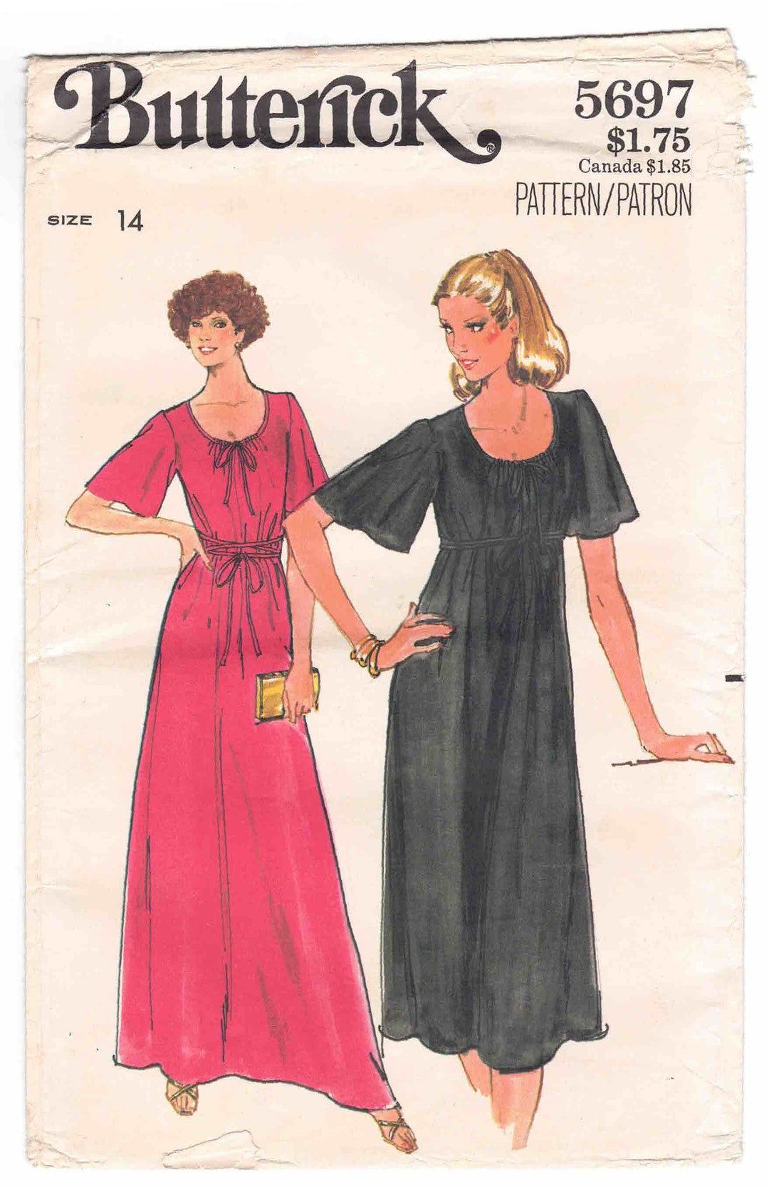 70s Dress Pattern Butterick 5697 Uncut/ff Size 14 B36. Loose-fitting ...