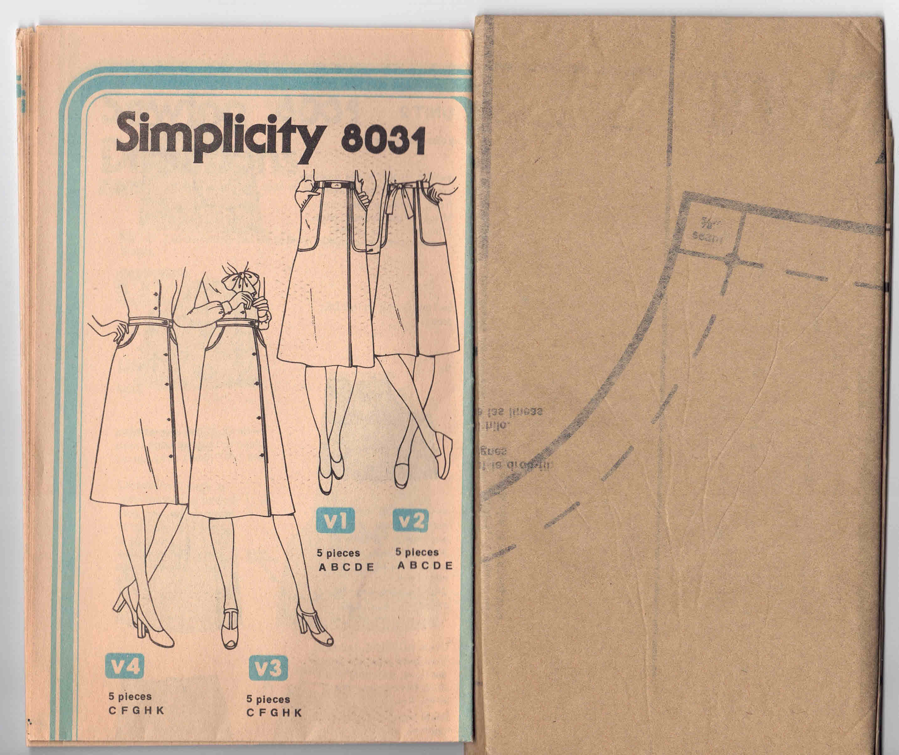 70s Wrap Skirt Pattern Simplicity 8031 Size 16 Waist 30. Front Wrap ...
