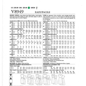 Vogue Easy Options Dress Pattern 8949 Uncut Sizes 16-24 Bust 38-46 ...