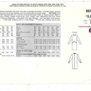 Vogue 80s Dress Pattern 8833 Size 12 Bust 34. Loose Fitting Straight ...