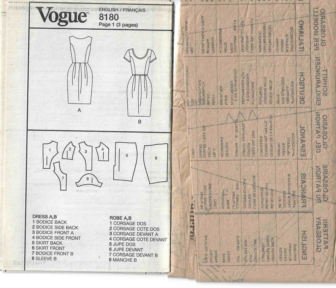 Very Easy Vogue Dress Pattern 8180 Uncut Sizes 12-14-16-18. - Etsy UK