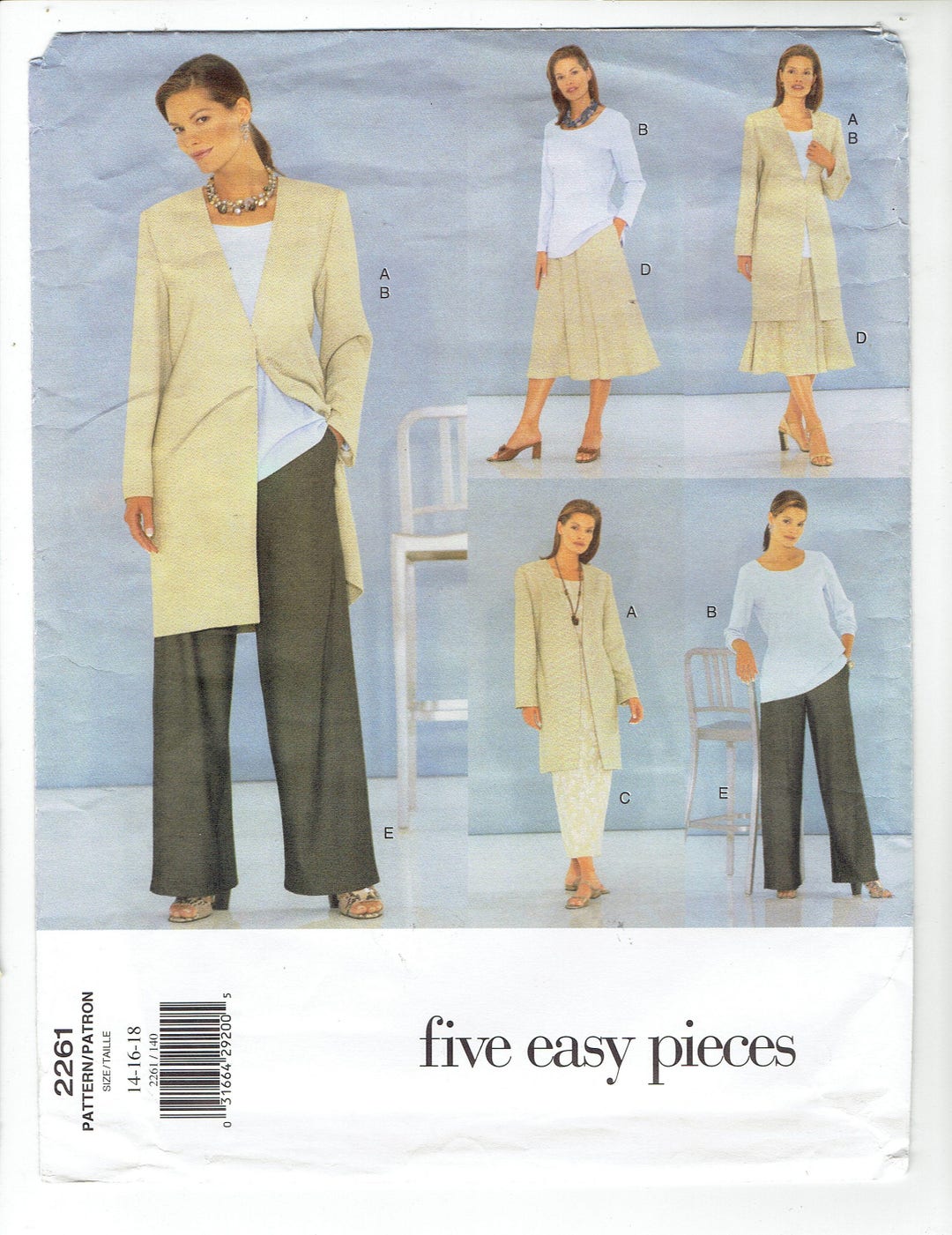 Vogue 5 Easy Pieces Pattern 2261: Jacket, Dress, Top, Skirt, Pants ...