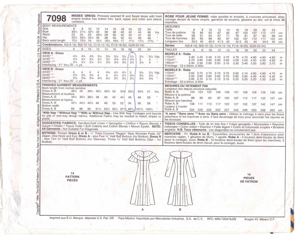 90s Fit & Flare Dress Pattern Mccall's 7098 Sizes - Etsy