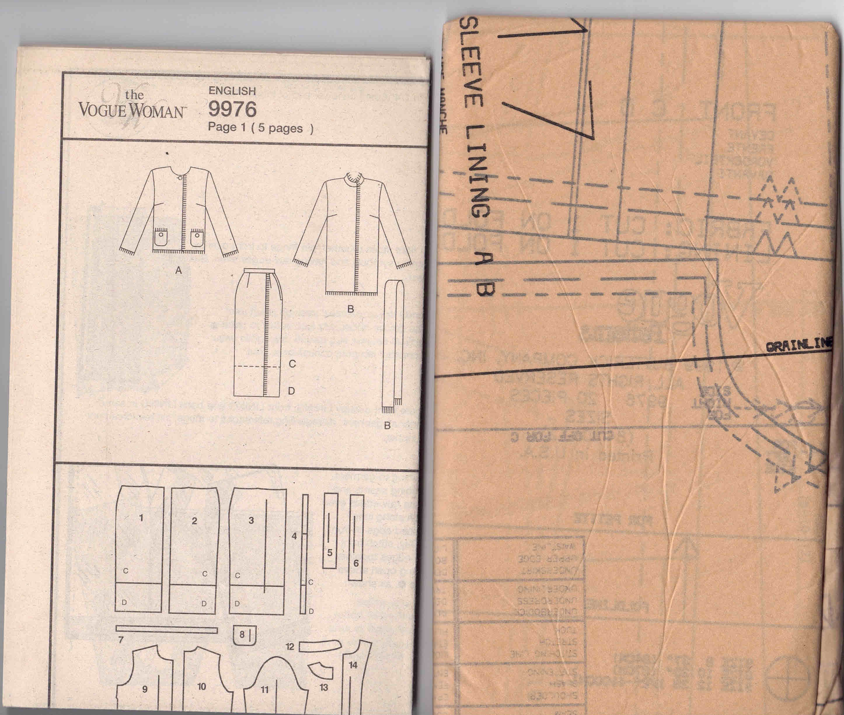 Vogue 9976 the Vogue Woman Wool Jacket & Skirt Pattern. Uncut - Etsy