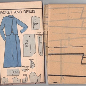 80s Very Easy Vogue Jacket & Dress Pattern 7892 Size 14 Bust 36. Stand Collar Dress Contrast ...