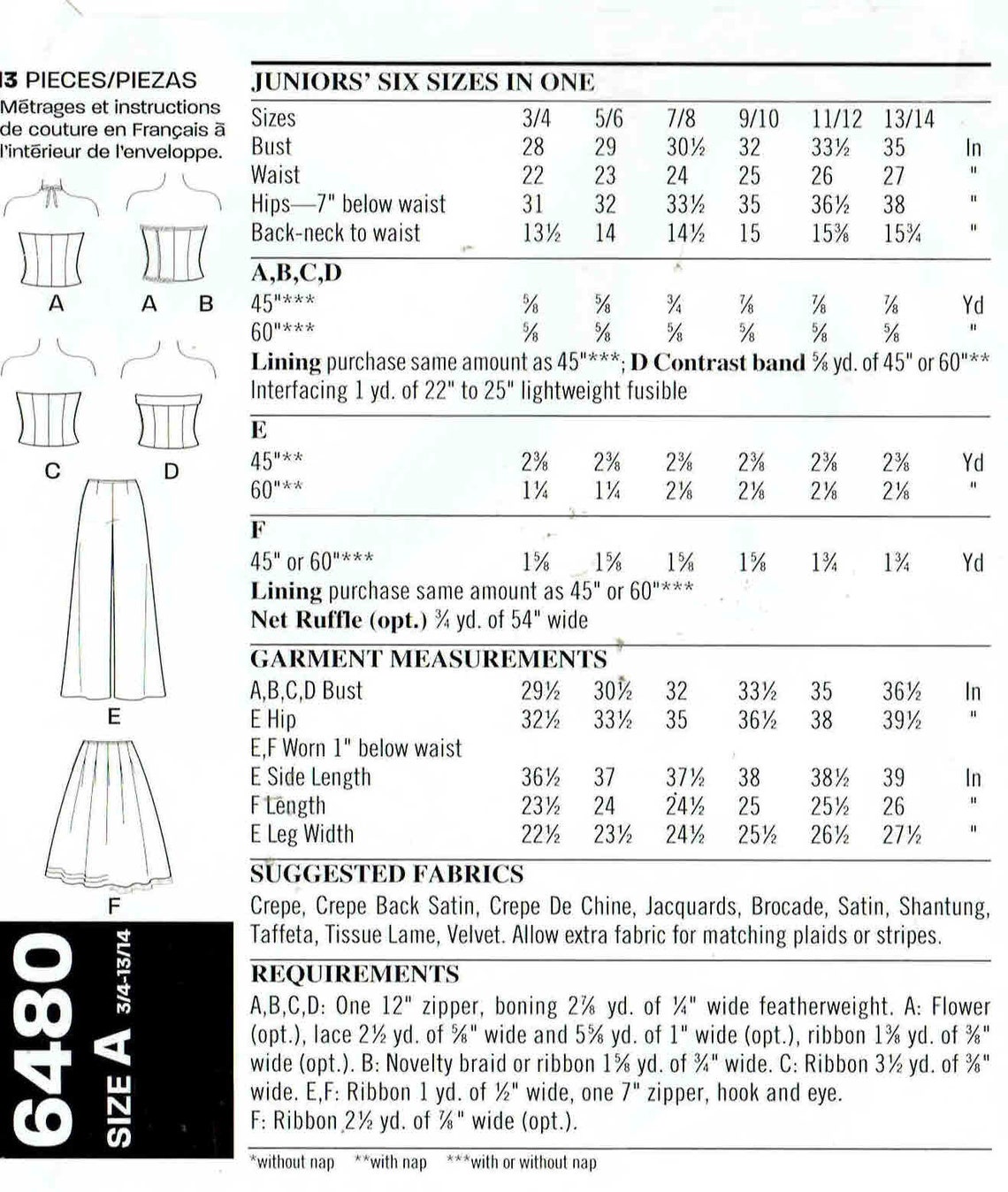 Corset, Flared Pants and Pleated Skirt Pattern New Look 6480 Junior ...