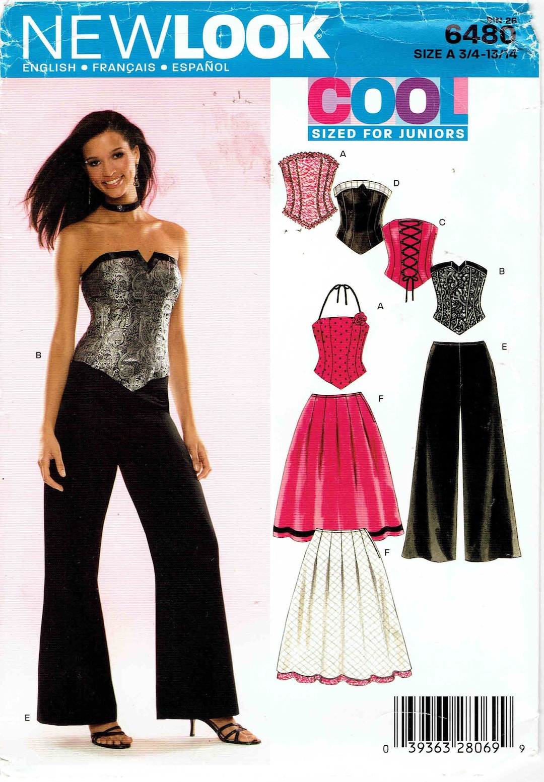 Corset, Flared Pants and Pleated Skirt Pattern New Look 6480 Junior ...