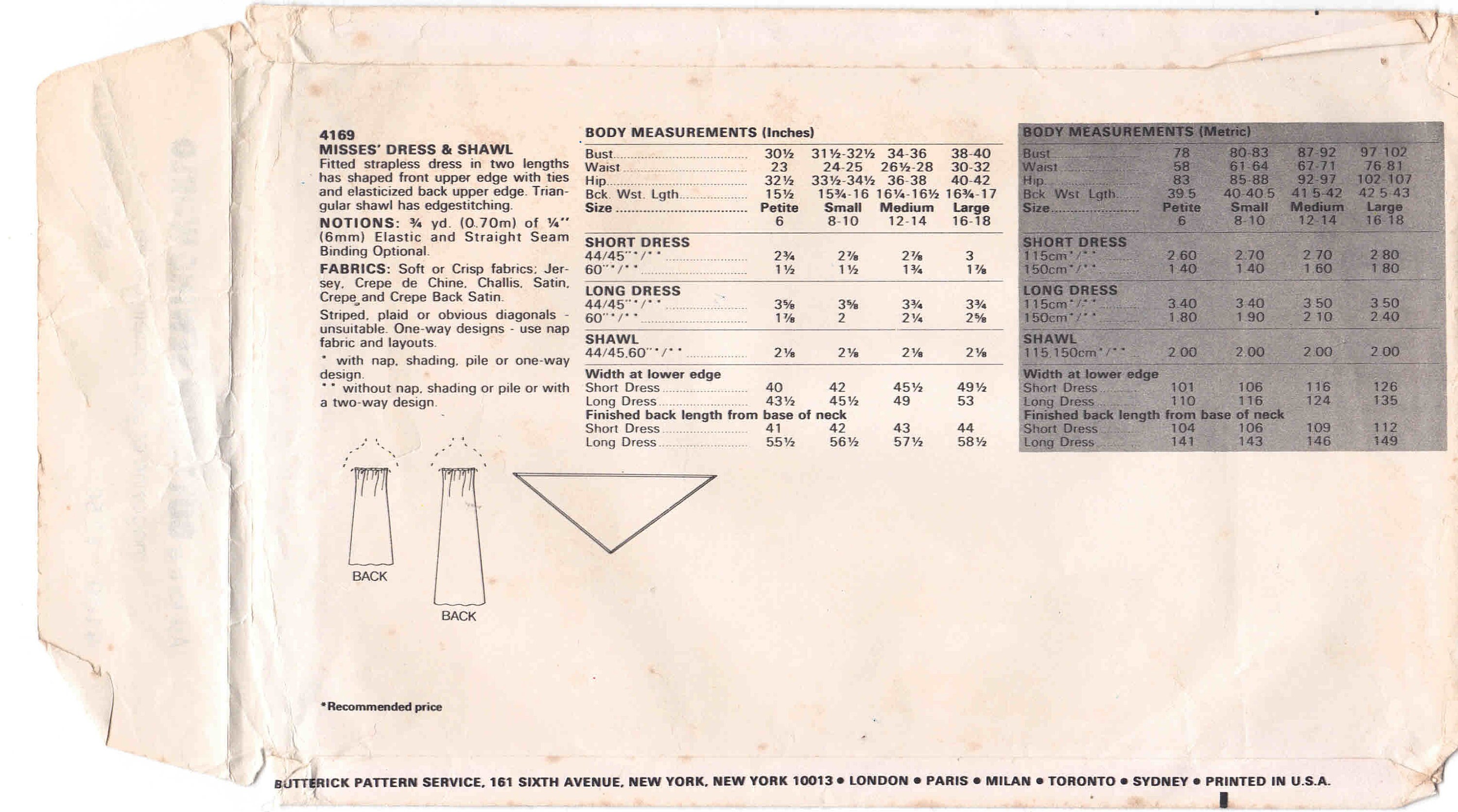 80s Strapless Evening Dress Pattern Butterick 4169. Size Medium 12-14 ...