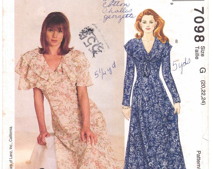 90s Fit & Flare Dress Pattern Mccall's 7098 Sizes 20-22-24. V-neck ...