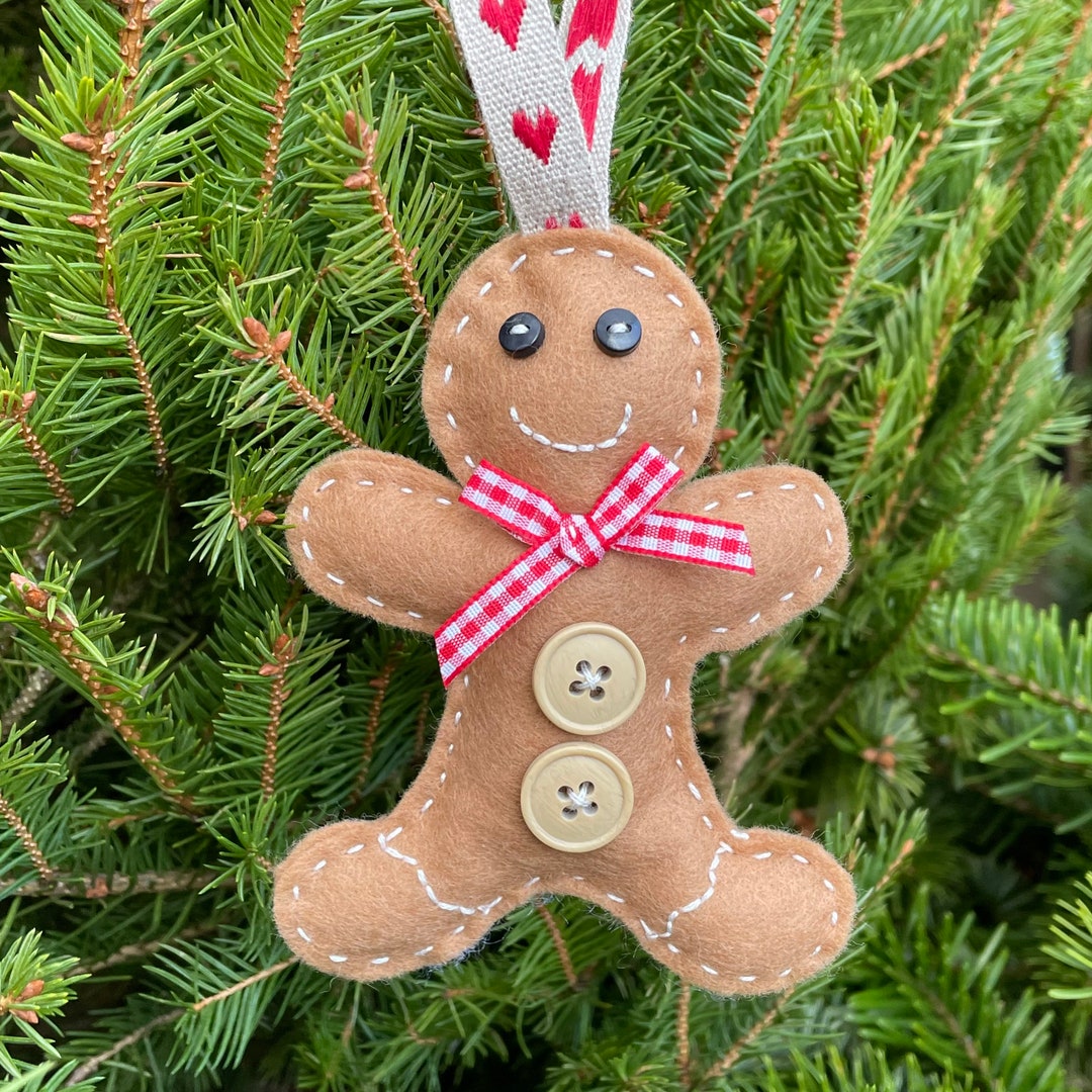 Hand-sewn Felt Gingerbread Man Hanging Tree Decoration - Etsy