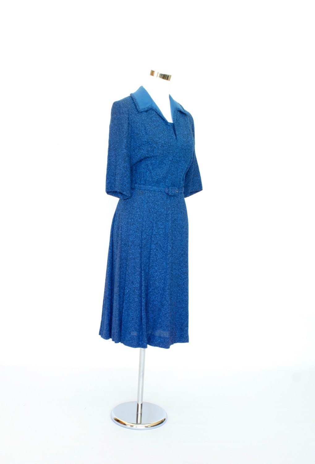 50's-60's Day Dress, Royal Blue Lady Dress, Women's Small Dress, Long ...