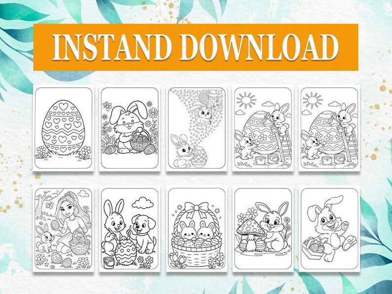 25 Easter Coloring Pages for Kids | Printable Bunny, Egg Designs - Etsy