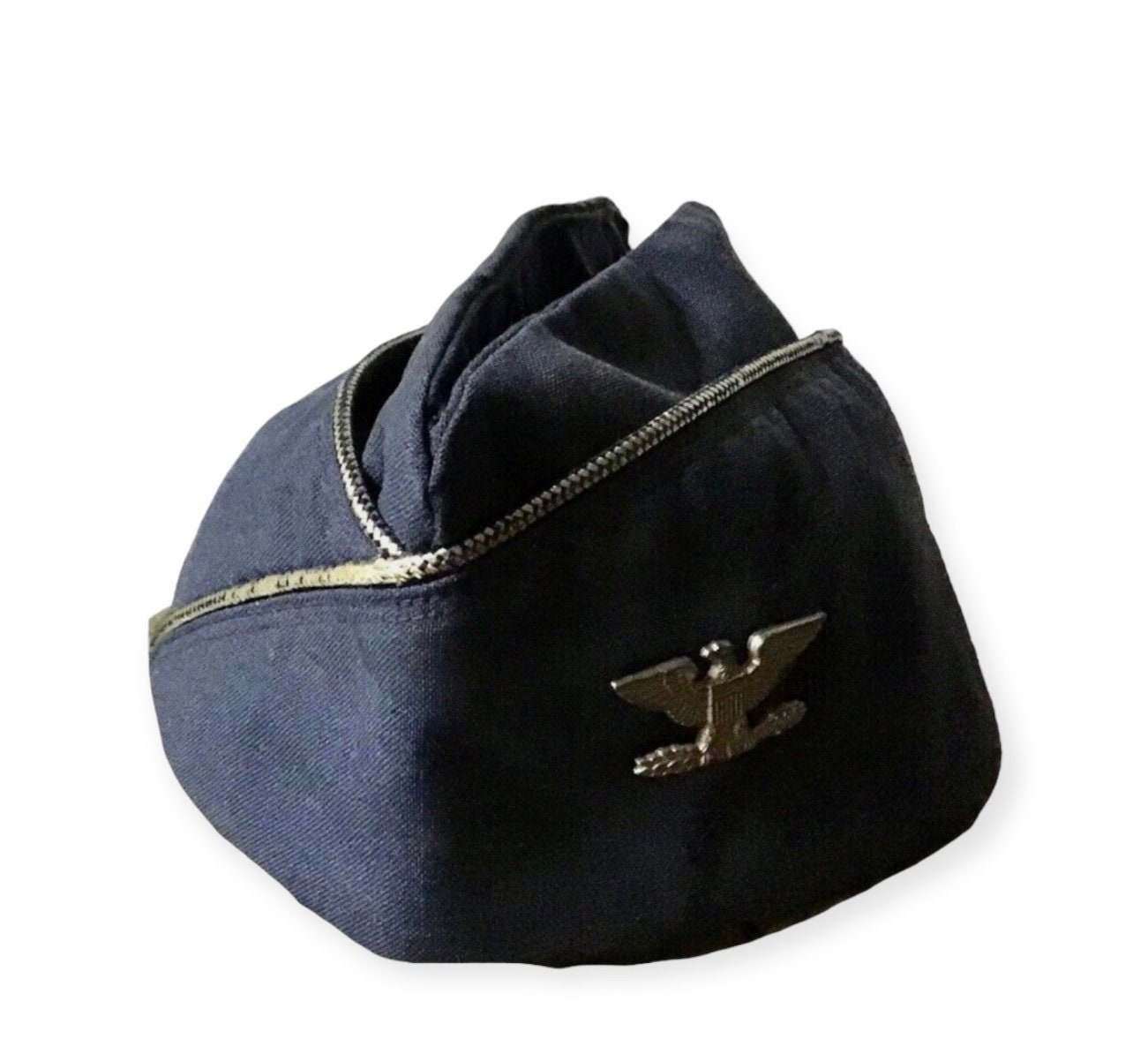 Vintage US Air Force Military Side Cap Garrison Hat Blue Silver Piping ...